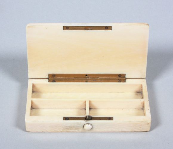 Bonhams : A plain rectangular ivory stamp case