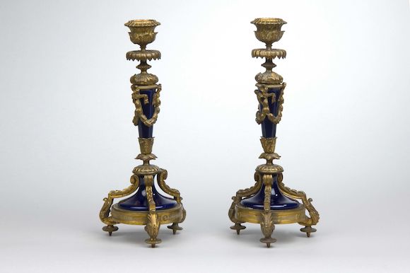 Bonhams : A pair of late 19th Century French ormulu mounted enamel ...