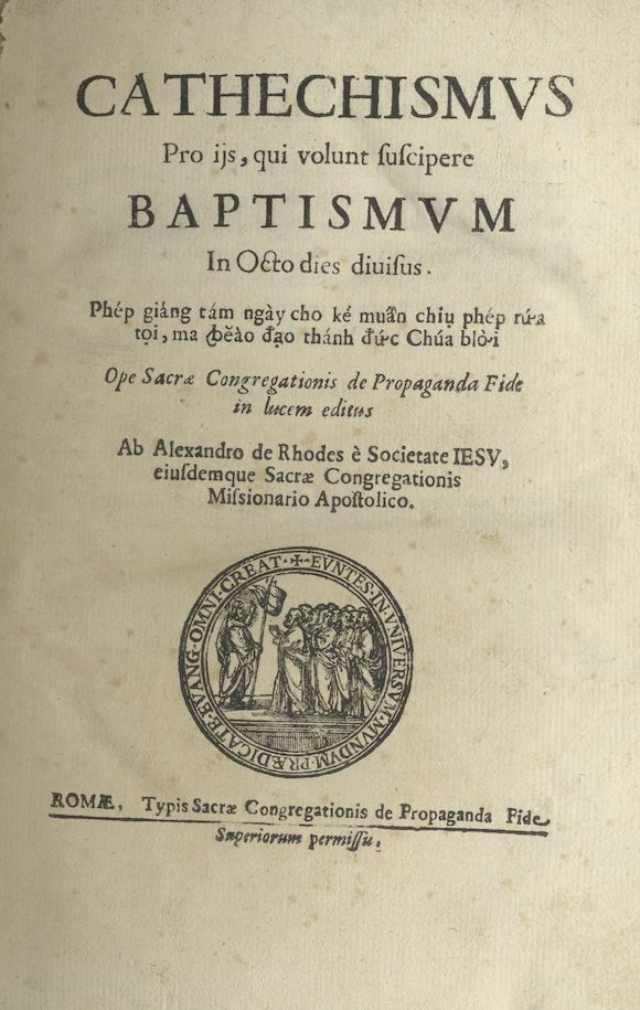 Bonhams : VIETNAMESE RHODES (ALEXANDRE DE, S.J.) Cathechismus pro iis ...
