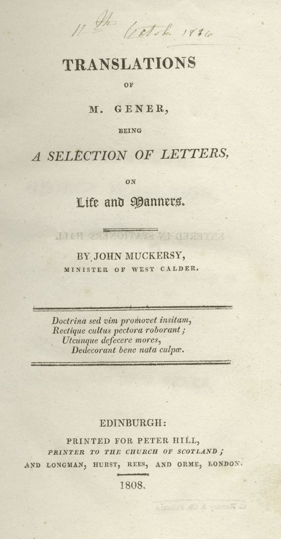 Bonhams : GENER (S.) Translations of M. Gener, being a Selection of ...