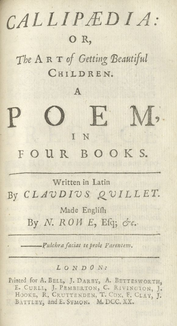 Bonhams : QUILLET (CLAUDIUS) Callipaedia: or, the Art of Getting ...