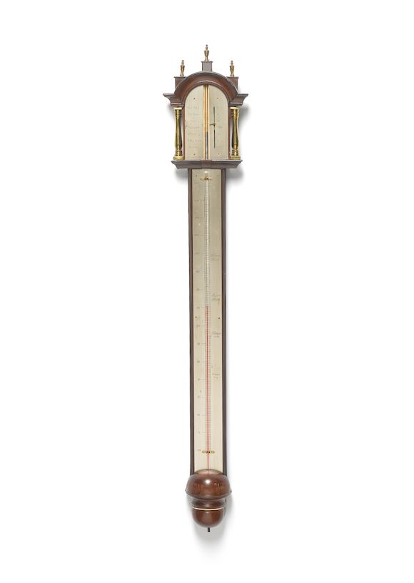 Bonhams : A 19th century mahogany stick barometer with long thermometer ...