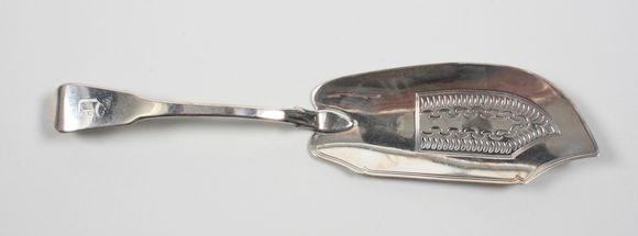 Bonhams : A George III silver fiddle pattern fish slice Possibly by ...