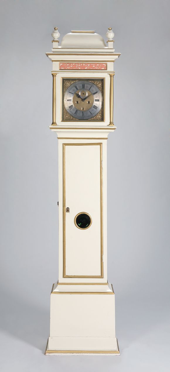 Bonhams : An early 18th century longcase clock in a painted case Jos. Davis, London