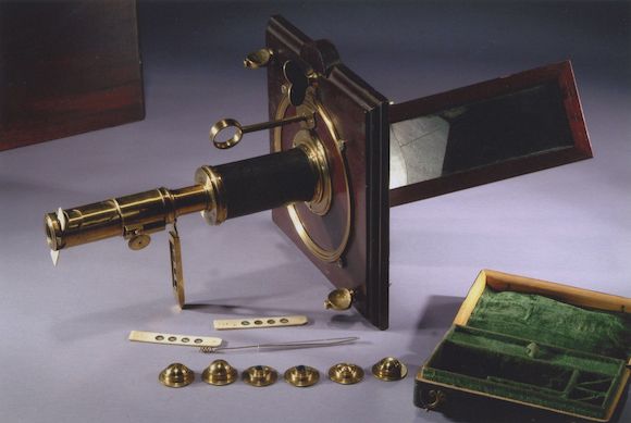 Bonhams : A John Cuff mahogany and brass solar microscope, English, mid ...