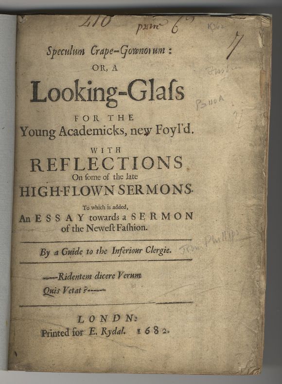 Bonhams : PHILLIPS (JOHN) Speculum Crape-Gownorum: or, a Looking-Glass ...