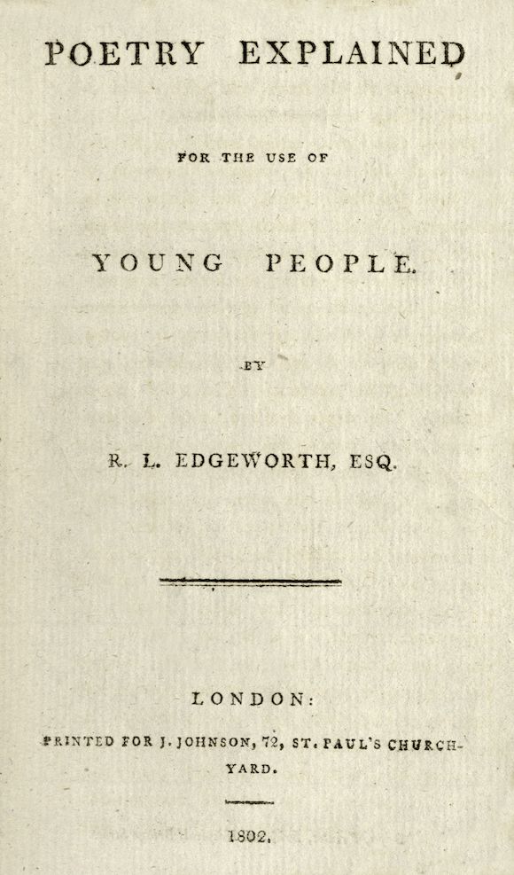 Bonhams : EDGEWORTH (RICHARD LOVELL) Poetry Explained for the Use of ...