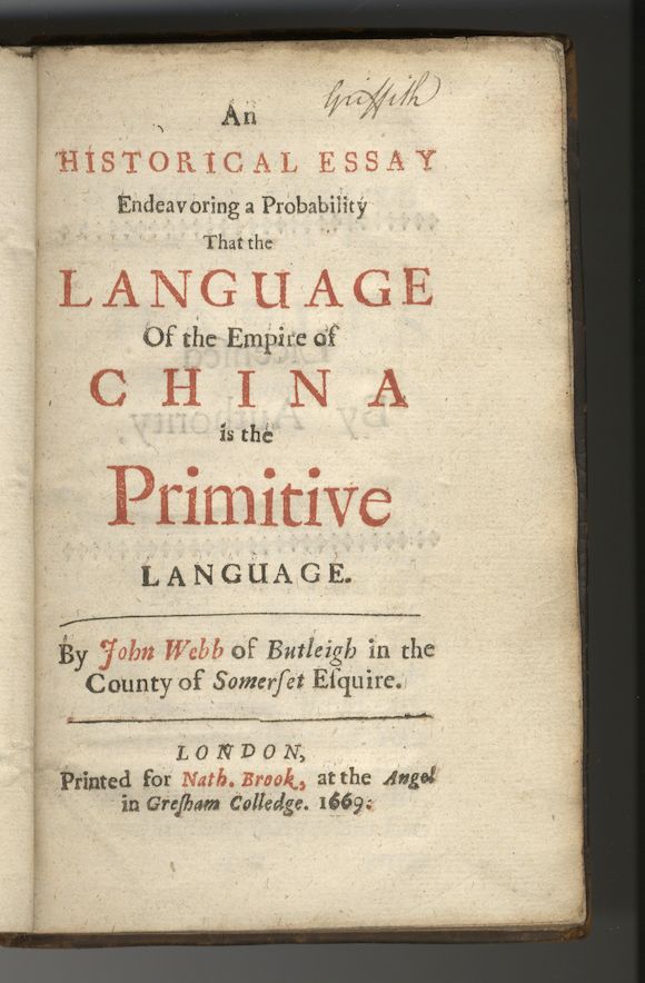 Bonhams : CHINESE, MANDARIN WEBB (JOHN) An Historical Essay Endeavoring ...