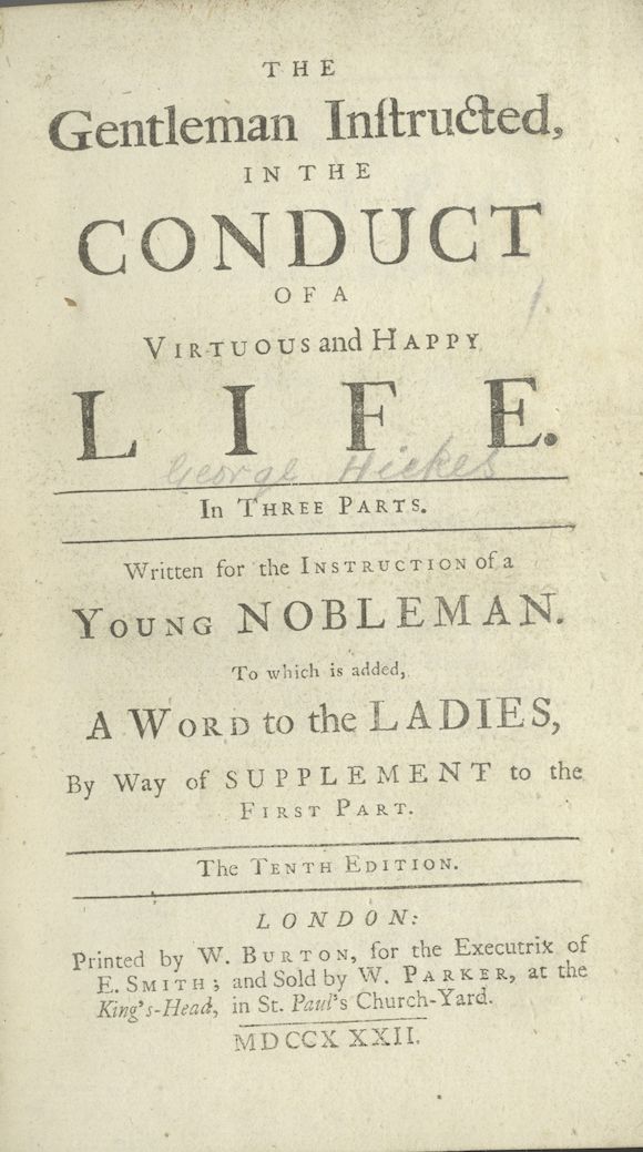 Bonhams : DARRELL (WILLIAM) The Gentleman Instructed in the Conduct of ...