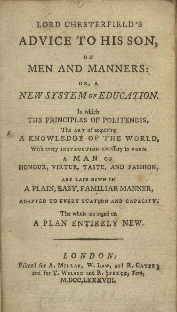 Bonhams : CHESTERFIELD (PHILIP DORMER STANHOPE, 4th Earl of) Lord ...