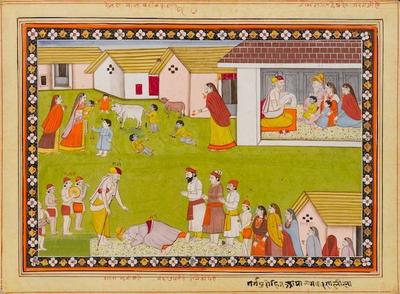 Bonhams : Two illustrations to the Bhagavata Purana: Nanda and Yasoda ...