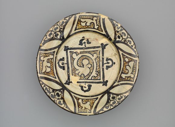 Bonhams : A large slip-painted pottery Plate Persia, 10th Century