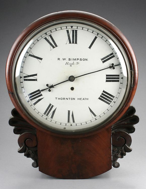 Bonhams : A late 19th Century mahogany 'drop dial' wall timepiece R. W ...