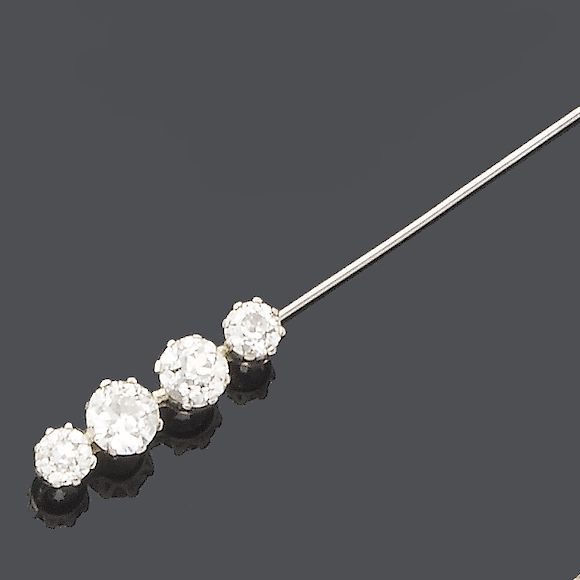 Bonhams : A diamond four-stone stick pin