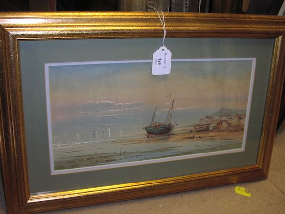 Bonhams : Thomas Mortimer (British) Ship near coast, 17 x 35.5cm.