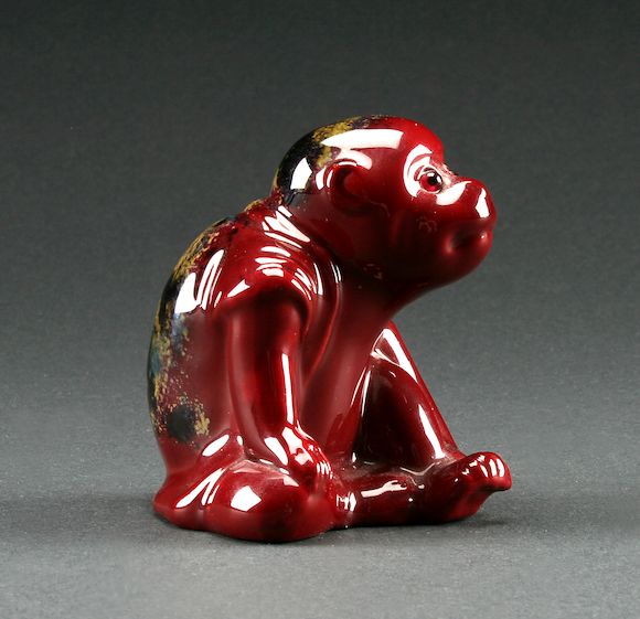 Bonhams : A small flambé monkey by Bernard Moore