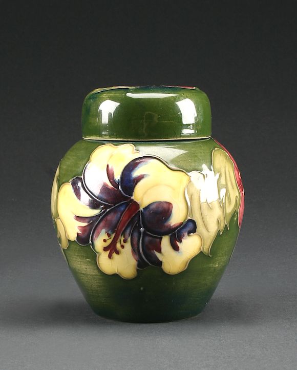 Bonhams : A small Moorcroft 'Hibiscus' lidded jar and cover