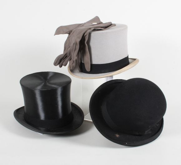 Bonhams : Two top hats and a bowler hat