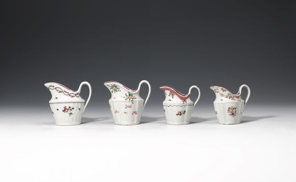 Bonhams : Six New Hall cream jugs and another jug of New Hall type ...