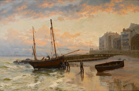 Bonhams : Thomas Rose Miles (British, active 1860-1900) Beaching the ...