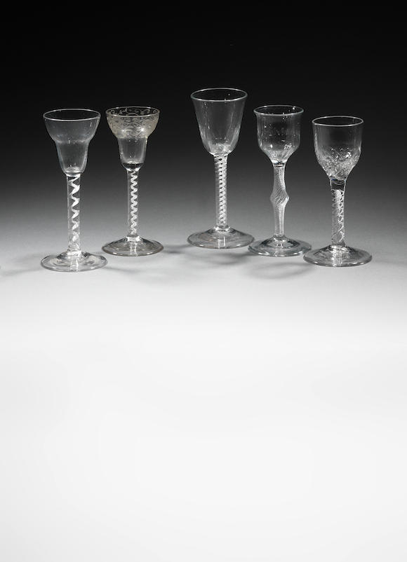 Bonhams Two Mercury Airtwist Wine Glasses Circa 1755