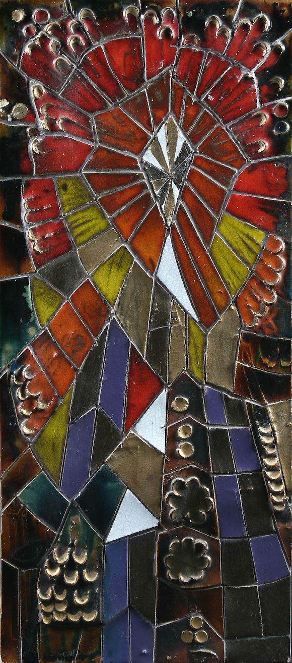 Bonhams : A large ceramic tile panel "Fireworks" by Jean Powell