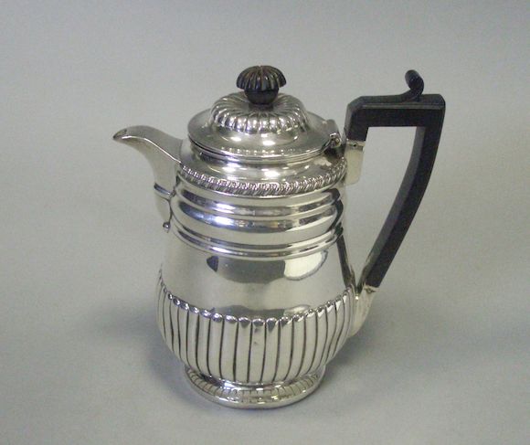 Bonhams : A Victorian silver part fluted hot water pot, by Daniel ...