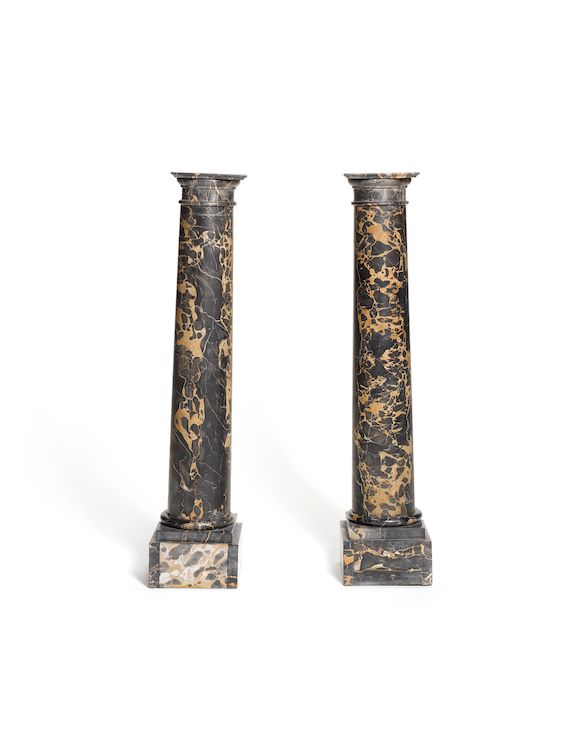 Bonhams : A pair of Portor marble pedestal columns, 20th century