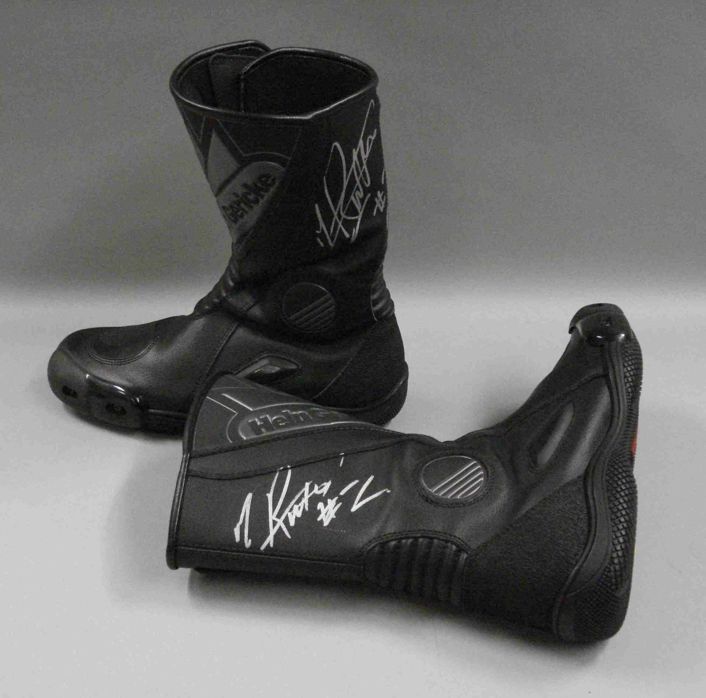 Bonhams Cars : A signed pair of Michael Rutter's motorcycle boots,