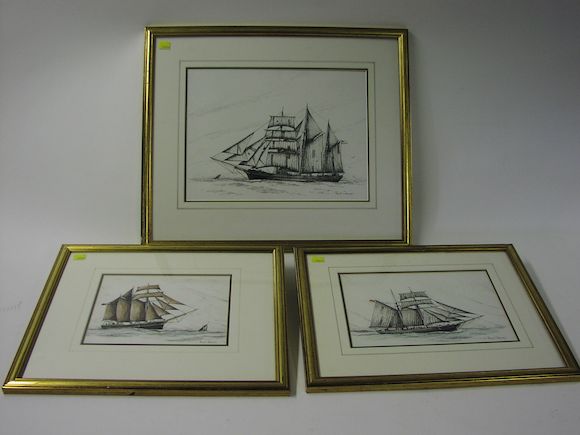 Bonhams : Paul Deacon (American, 20th century) A set of three ink and ...