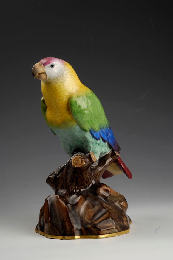 Bonhams : A large Dresden porcelain parrot late 19th century