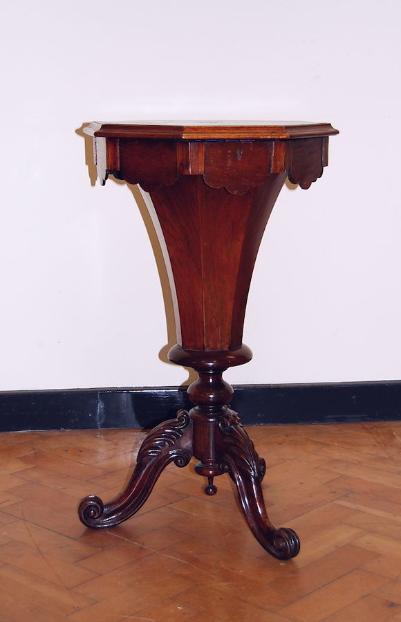 Bonhams : A Victorian walnut trumpet form work table