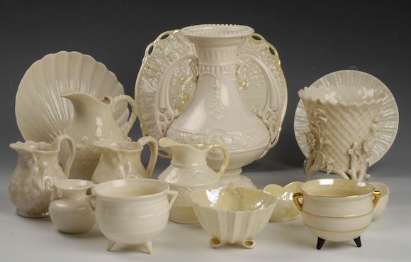 Bonhams : A collection of Belleek porcelain all bearing black back stamps