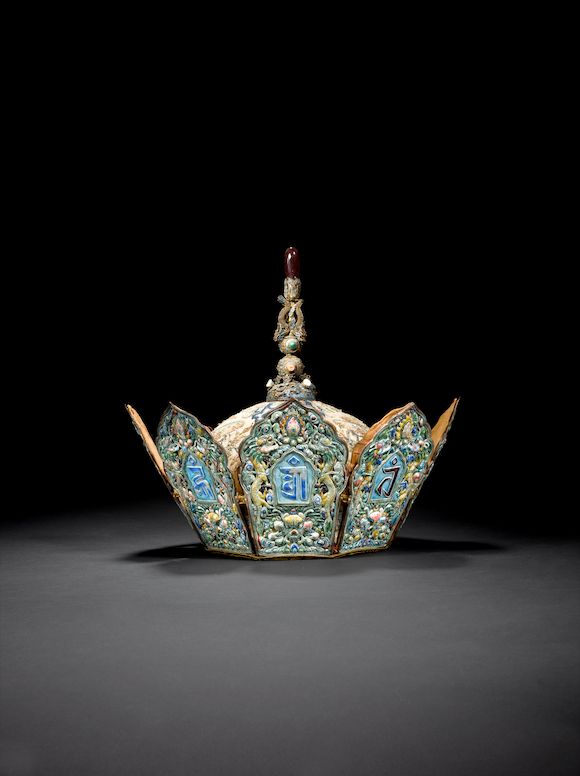 Bonhams : A ritual enamelled Cap Tibet, circa 1900