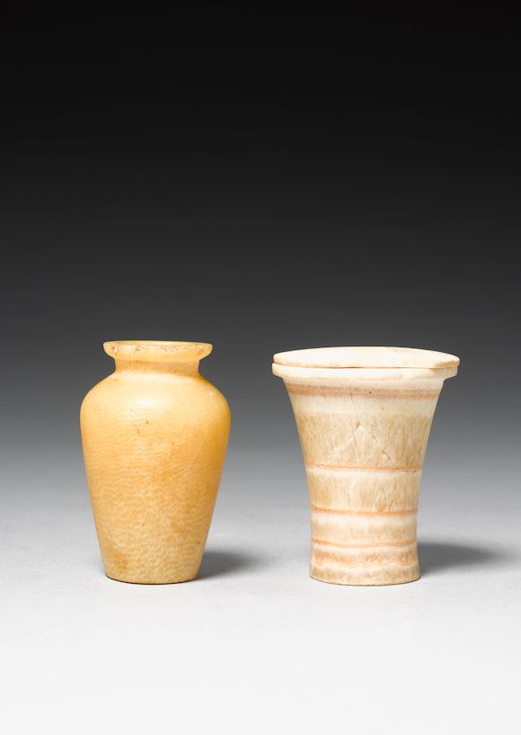 Bonhams : Two Egyptian alabaster cosmetic vessels 2