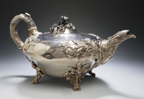 Bonhams : A William IV silver teapot by Benjamin Preston, London 1831