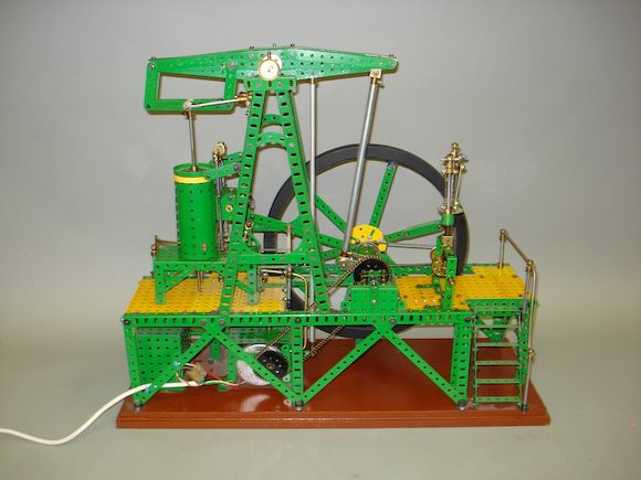 Bonhams : A constructed Meccano motorized stationary beam engine