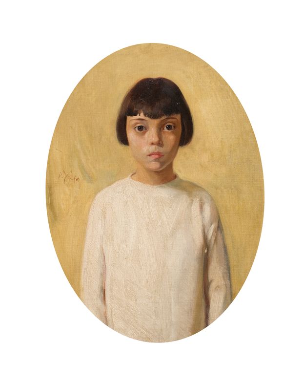 Bonhams : Nikolaos Lytras (Greek, 1883-1927) Girl in white dress 68 x ...