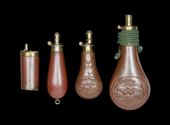 Bonhams : A Brass-Mounted Copper Three-Way Powder-Flask For Percussion ...
