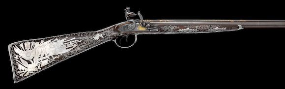 Bonhams : A Very Rare And Highly Ornate 22-Bore Silver-Mounted D.B ...