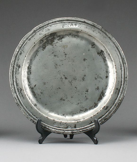 Bonhams : A triple reeded narrow rim plate, circa 1690,