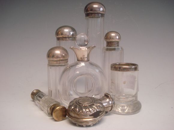Bonhams : A collection of silver scent bottles and dressing table bottles