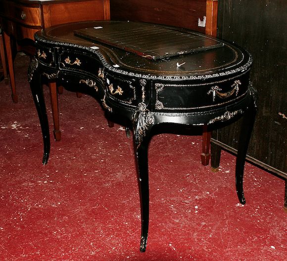 Bonhams : A late Victorian black painted rococo style writing table