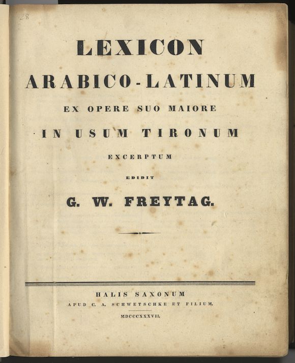 Bonhams : ARABIC FREYTAG (GEORG WILHELM) Lexicon arabico-latinum ex ...