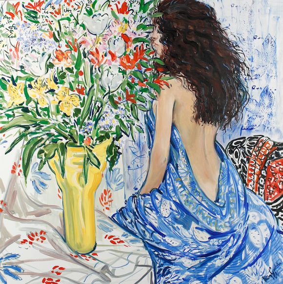 Bonhams : Kay Gallwey (British, born 1936) Back view and flowers