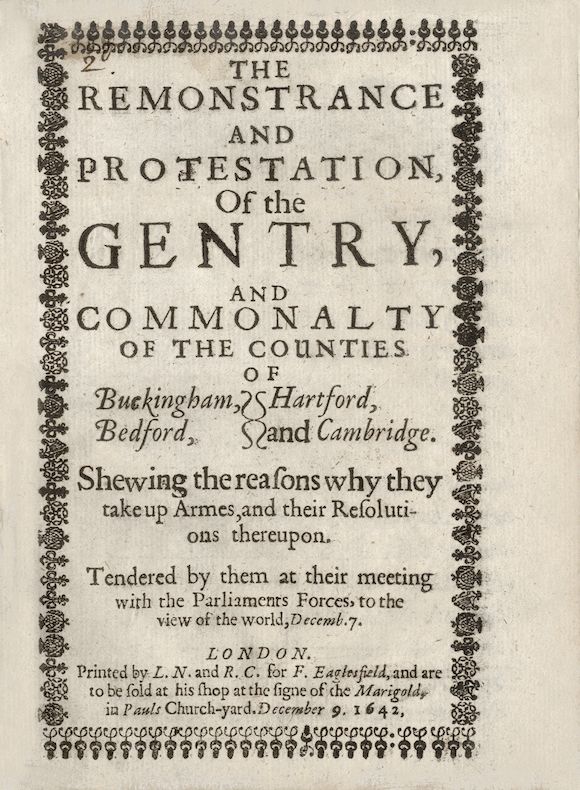 Bonhams : CIVIL WAR PAMPHLETS The Remonstrance and Protestation of the ...