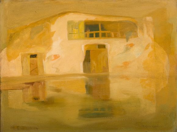 Bonhams : Michalis Economou (Greek, 1888-1933) House by the sea 45 x 60 cm.