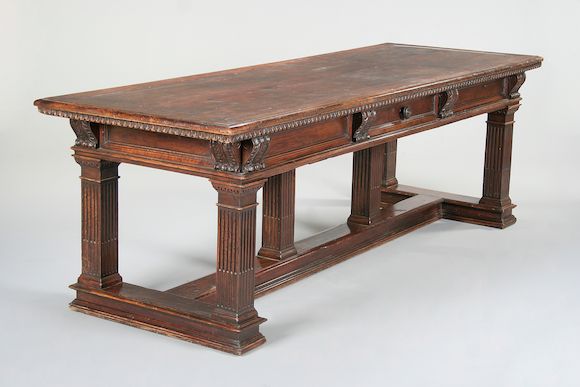 Bonhams : A large 16th century style Italian walnut refectory table