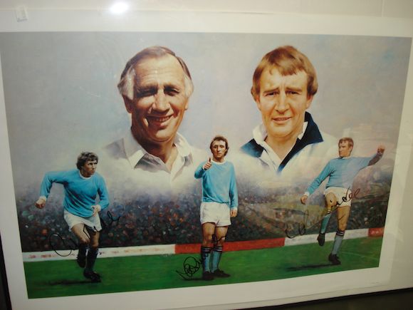 Bonhams : Bell, Summerbee, Lee signed print Colour print featuring ...