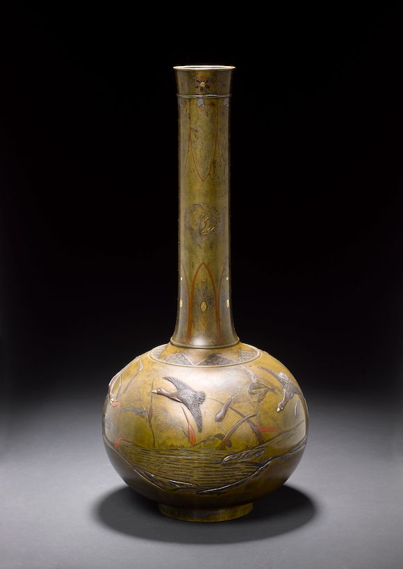 Bonhams : An inlaid bronze vase Attributed to Shoami Katsuyoshi (1832 ...